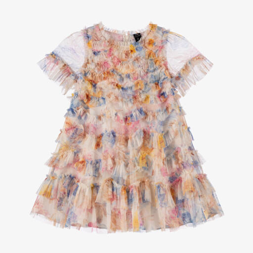 Needle & Thread - Girls Ivory Embroidered Tulle Cape Dress | Childrensalon