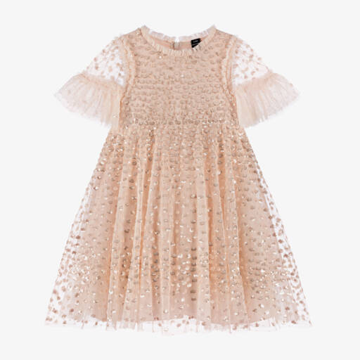 Needle & Thread - Girls Ivory Embroidered Tulle Cape Dress | Childrensalon