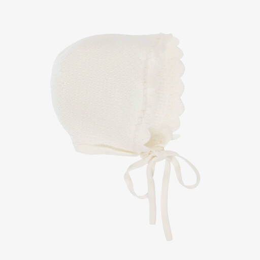 Meri Meri - Pink & Ivory Knitted Flower Bonnet | Childrensalon