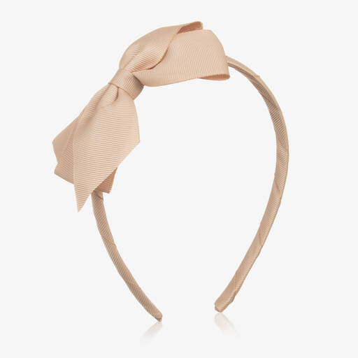 Peach Ribbons - Girls Pink Bow Hairband | Childrensalon