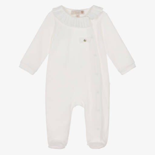 Pureté Du... Bébé - Girls Navy Blue Velour Babygrow | Childrensalon