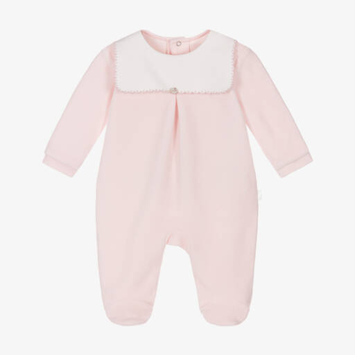 Pureté Du... Bébé - Girls Navy Blue Velour Babygrow | Childrensalon