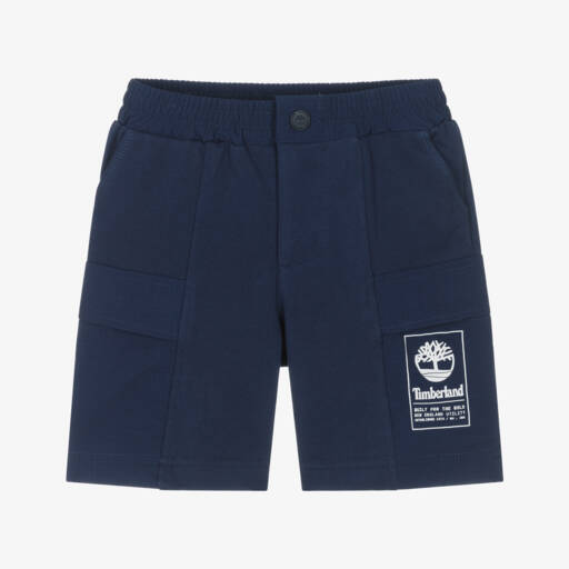 Timberland - Blue Cotton Logo Shorts | Childrensalon