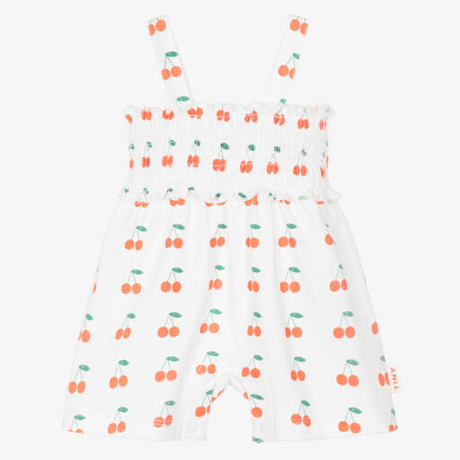 Molo - Girls White Cotton Tropical Print Playsuit | Childrensalon