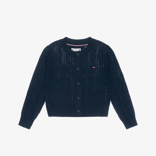 Tommy Hilfiger - Girls Blue Multi-Stripe Cardigan | Childrensalon