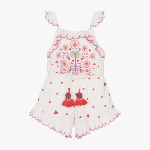 Billieblush - Girls White Towelling Playsuit | Childrensalon