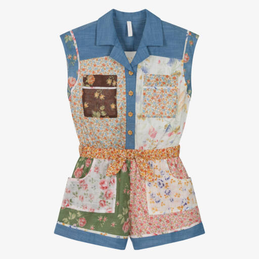 Zimmermann - Girls Pink Floral Cotton Playsuit | Childrensalon